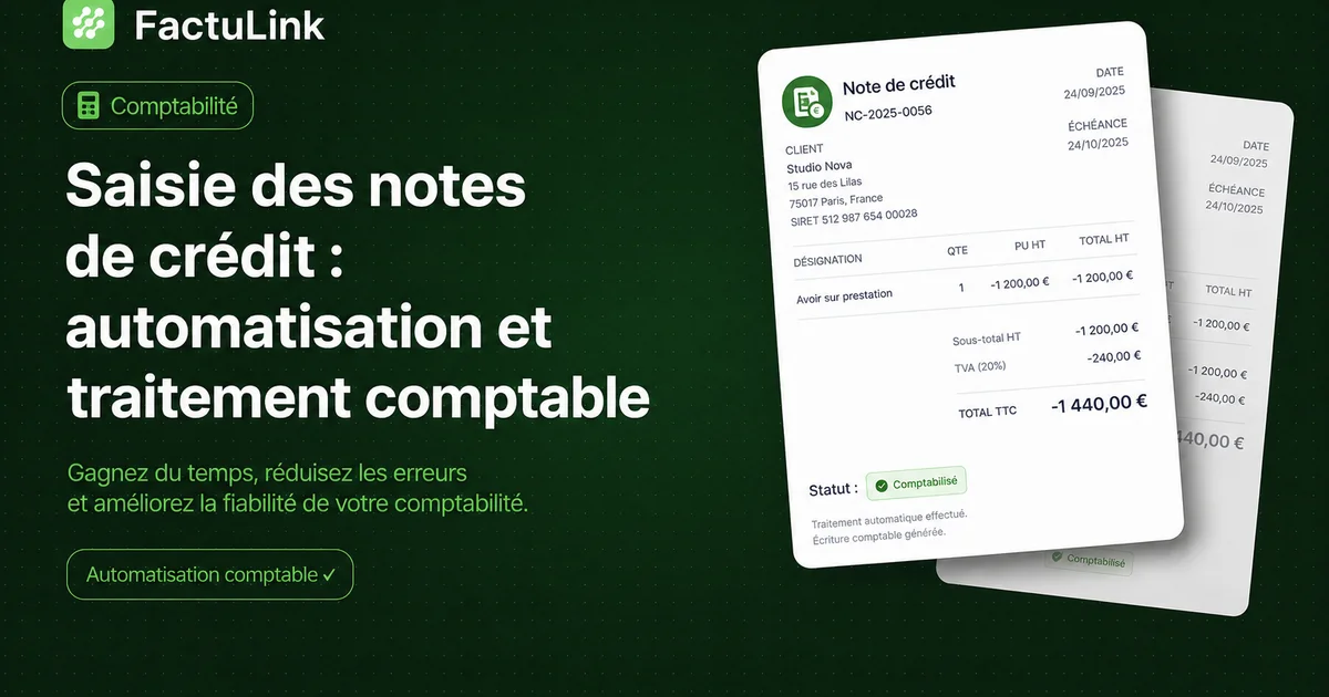 Saisie des notes de crédit : automatisation & comptabilité